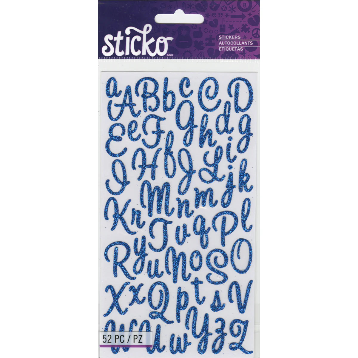 Sticko - Mural Script Alphabet - Blue Glitter – Scrapp'n Savvy
