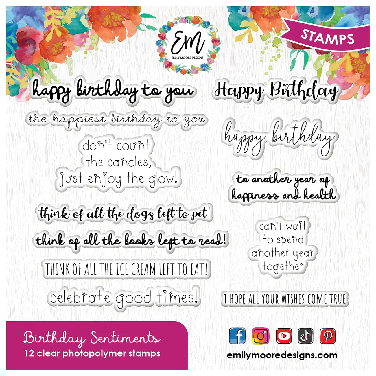 Emily Moore - Stamp Set - Birthday Sentiments – Scrapp'n Savvy