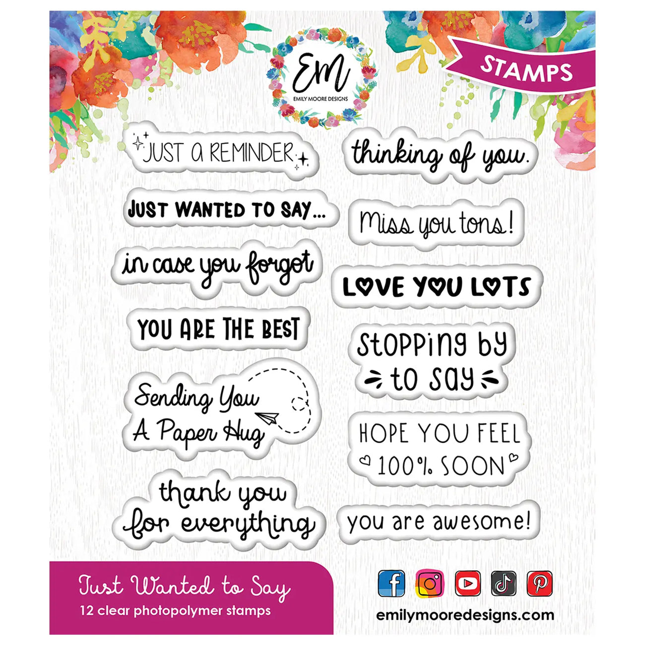 Emily Moore - Stamp Set - Just Wanted To Say – Scrapp'n Savvy